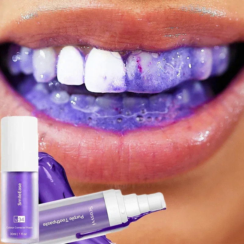 30ml Toothpaste Mousse V34 Purple Teeth Cleaning Whitening Toothpaste ...