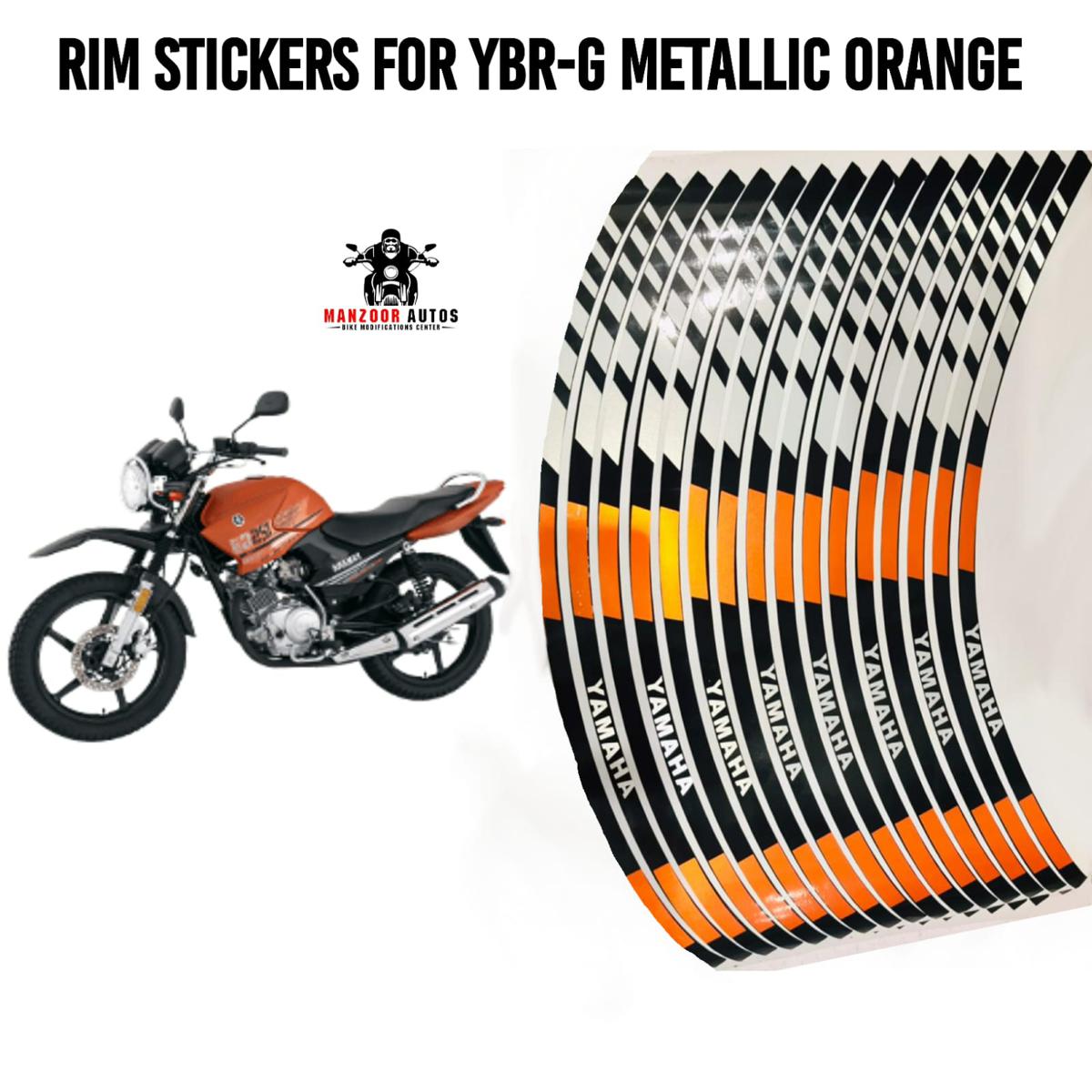 Rim Stickers For YAMAHA / Rim stickers for YBR-G Metallic Orange | Daraz.pk