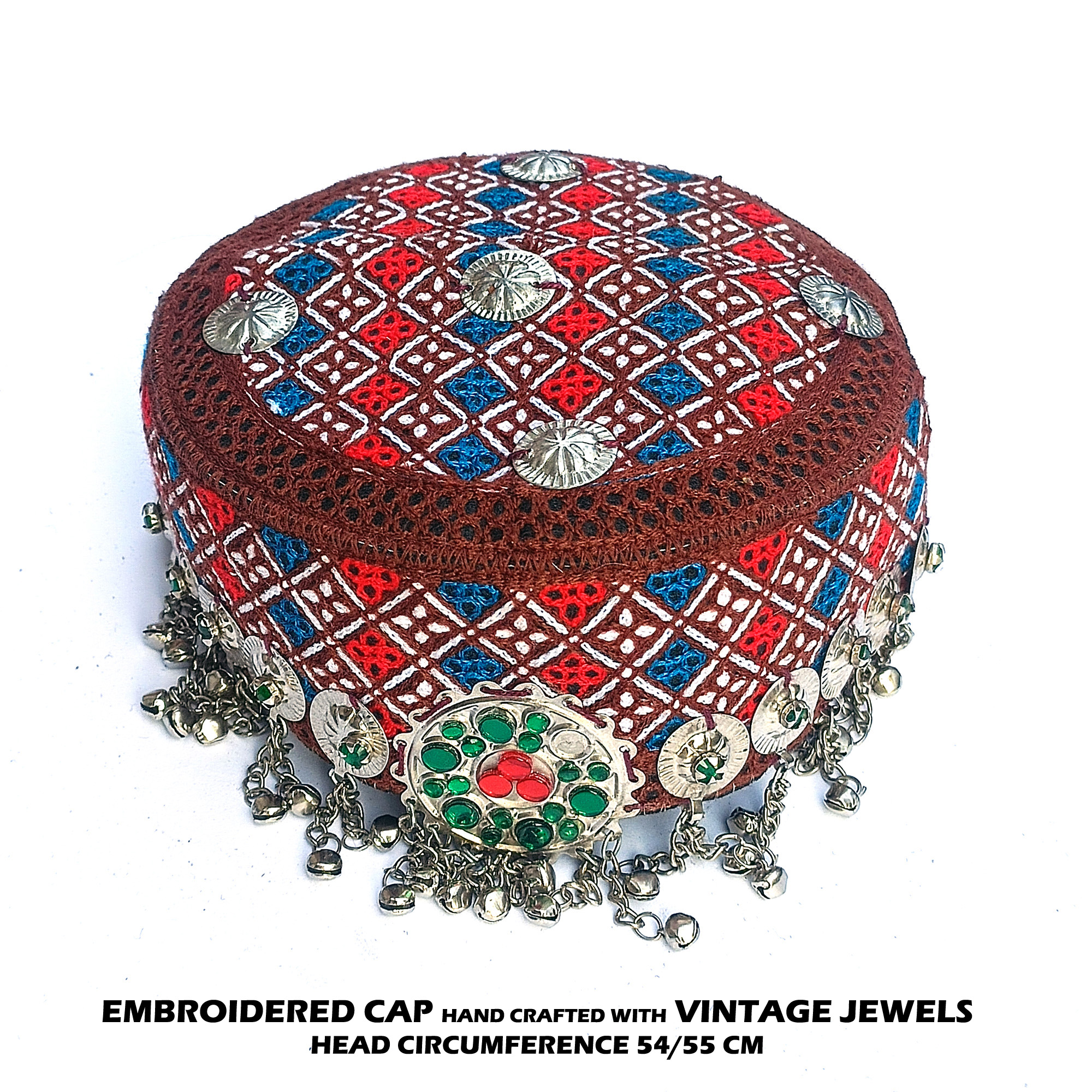 Afghan Turkish Pakistani Traditional Wear Embroidered Cap Topi with ...
