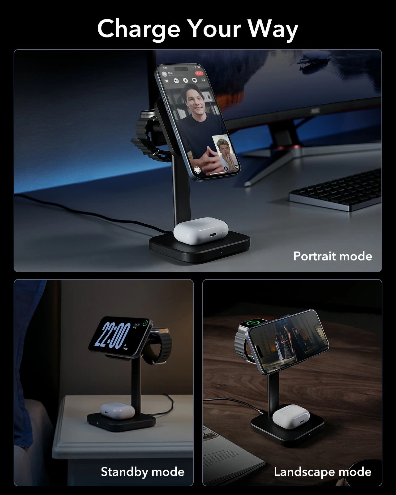 Buy ESR Qi2 3-in-1 Watch Wireless Charging Set (HaloLock) with 15W Qi2 ...
