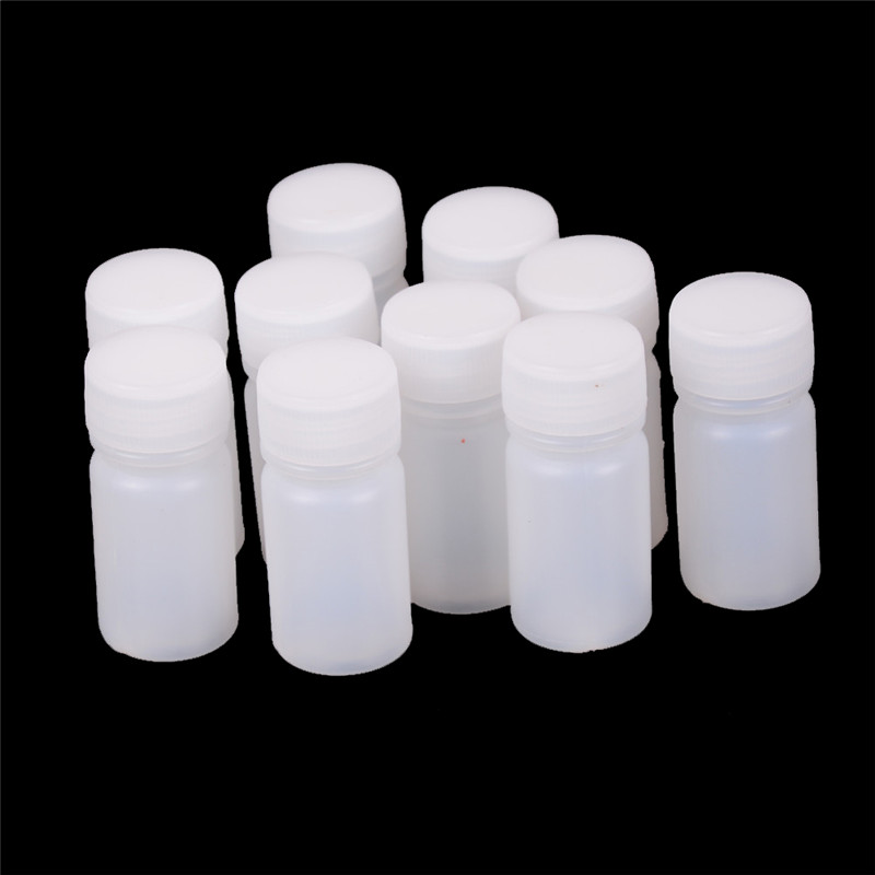 10X 10ml Plastic Reagent Bottles Medicine Sample Vials Liquid Holder ...