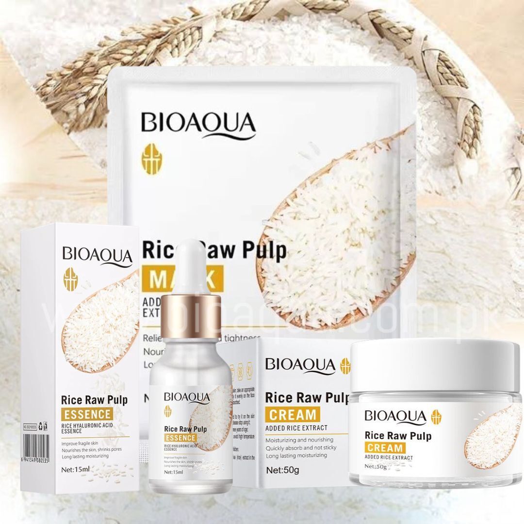 Bioaqua Rice Raw Pulp Pack of 3 Whitening Series | Daraz.pk