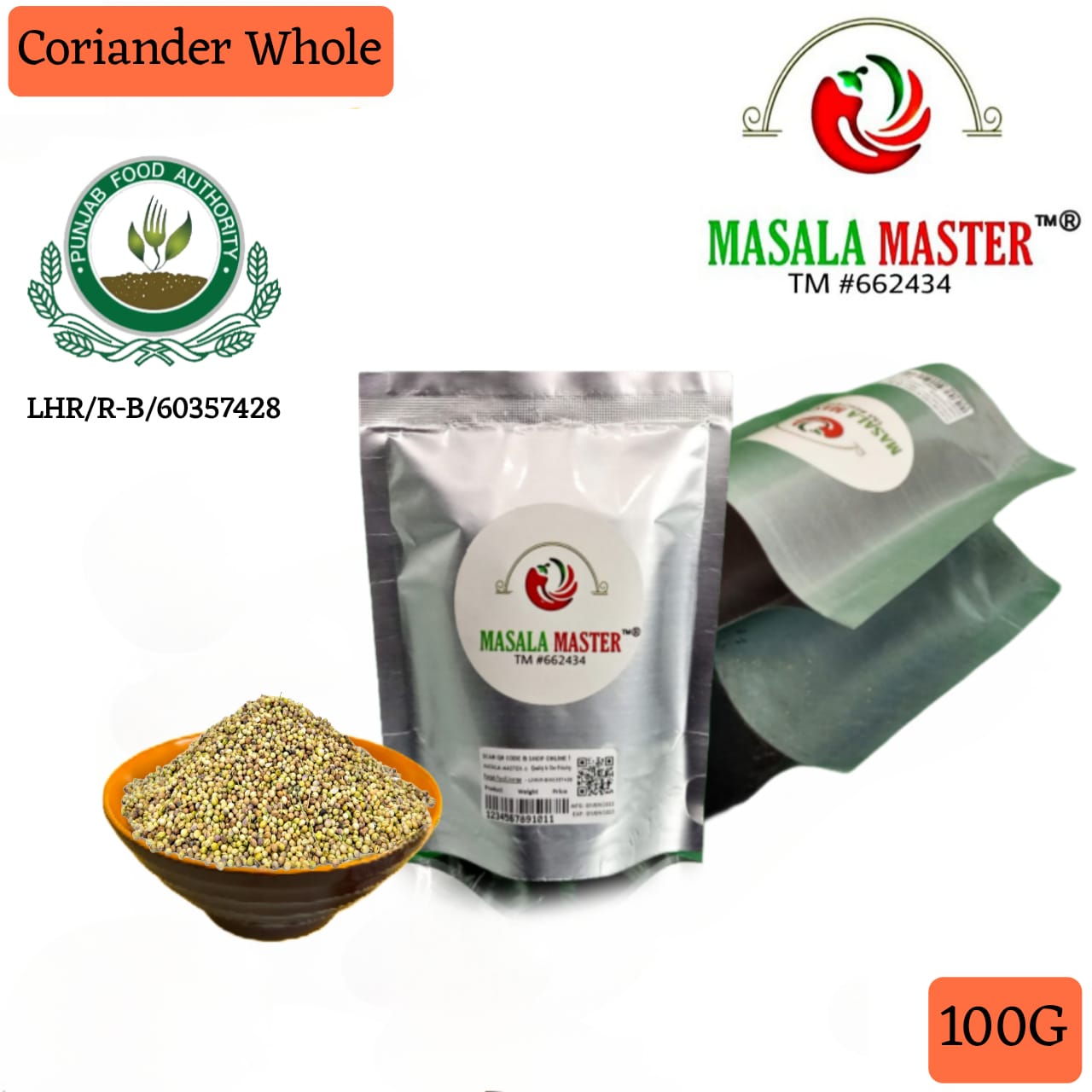 Dhanya (Coriander) Whole by Masala Master | 100G | Perfect for adding ...