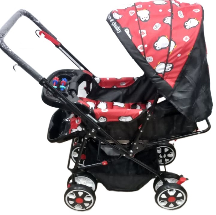 2 in 1 Handle 8 Big Wheels Pram For Kids Suitable For Newborn to 5 ...