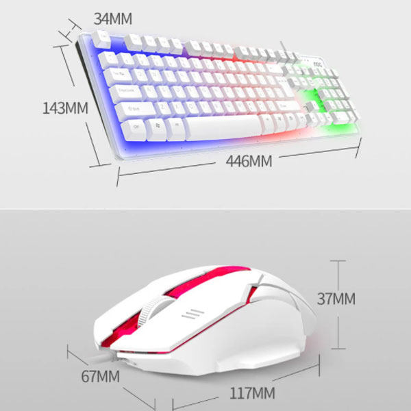 AOC KM100 Cool Backlit Keyboard and Mouse Combo Ergonomic Waterproof ...