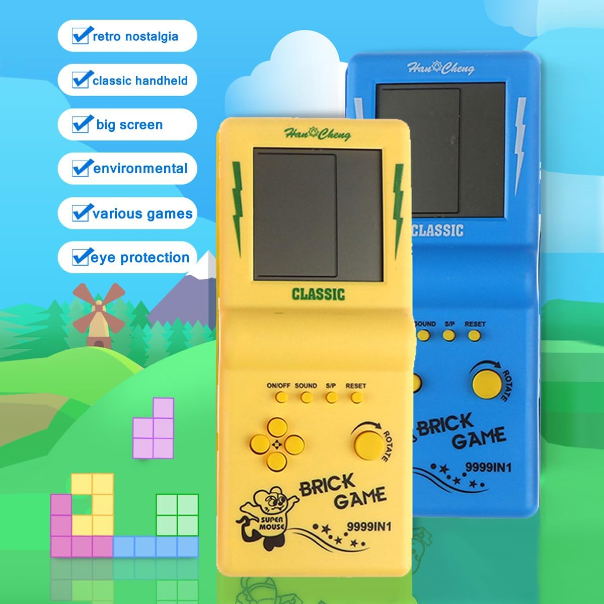 Handheld Classic Retro Brick Game Childhood Tetris Portable Hand Video ...