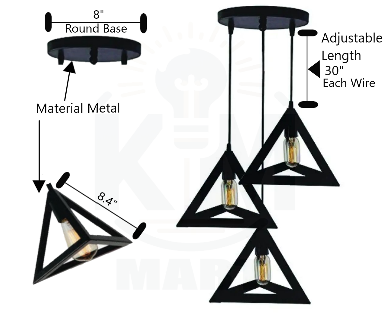 3 in 1 Triangle Shape Hanging Lamp, Ceiling Light, Ceiling Lamp ...