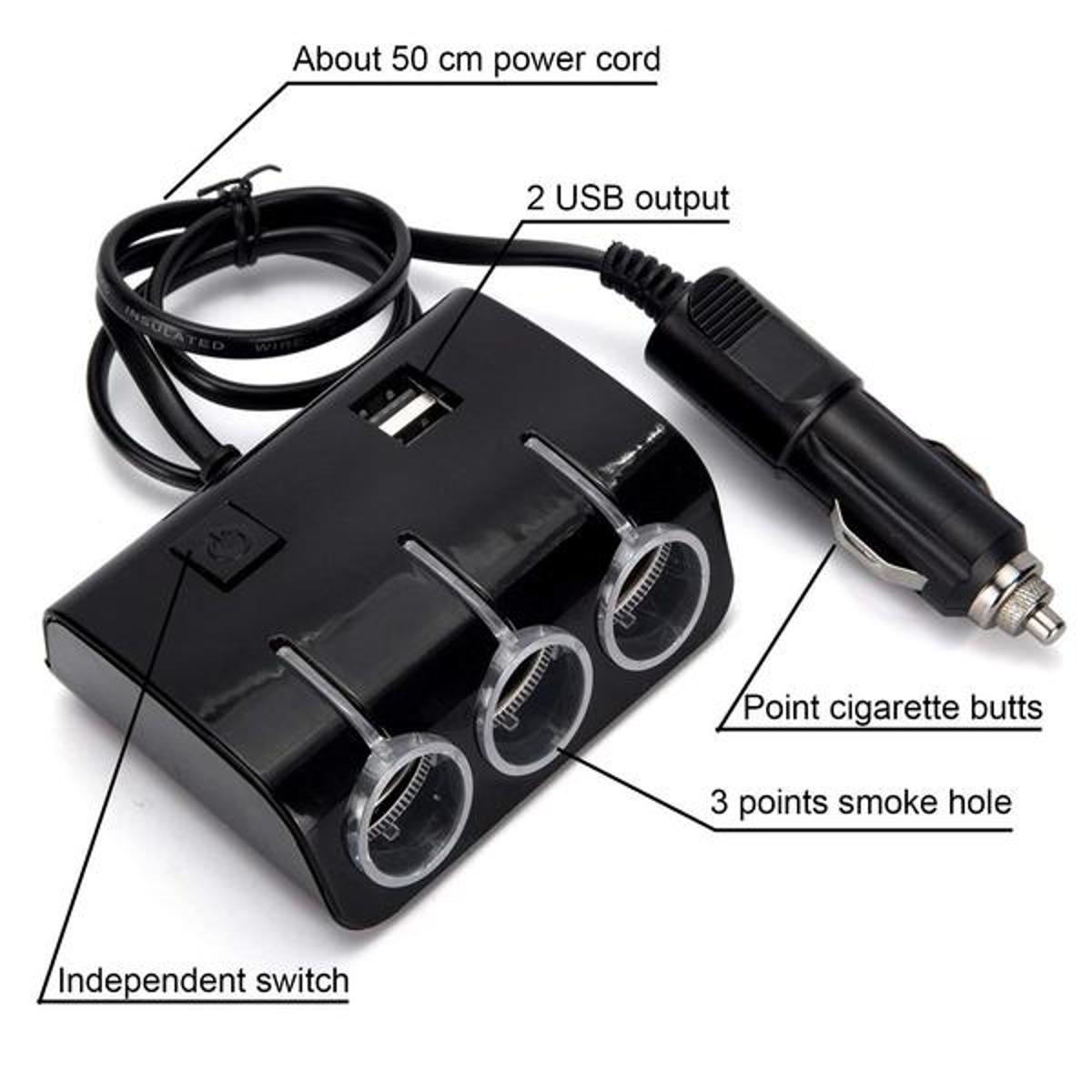 Car Adaptor Triple 3Con Port & 2 Usb Port | Daraz.pk