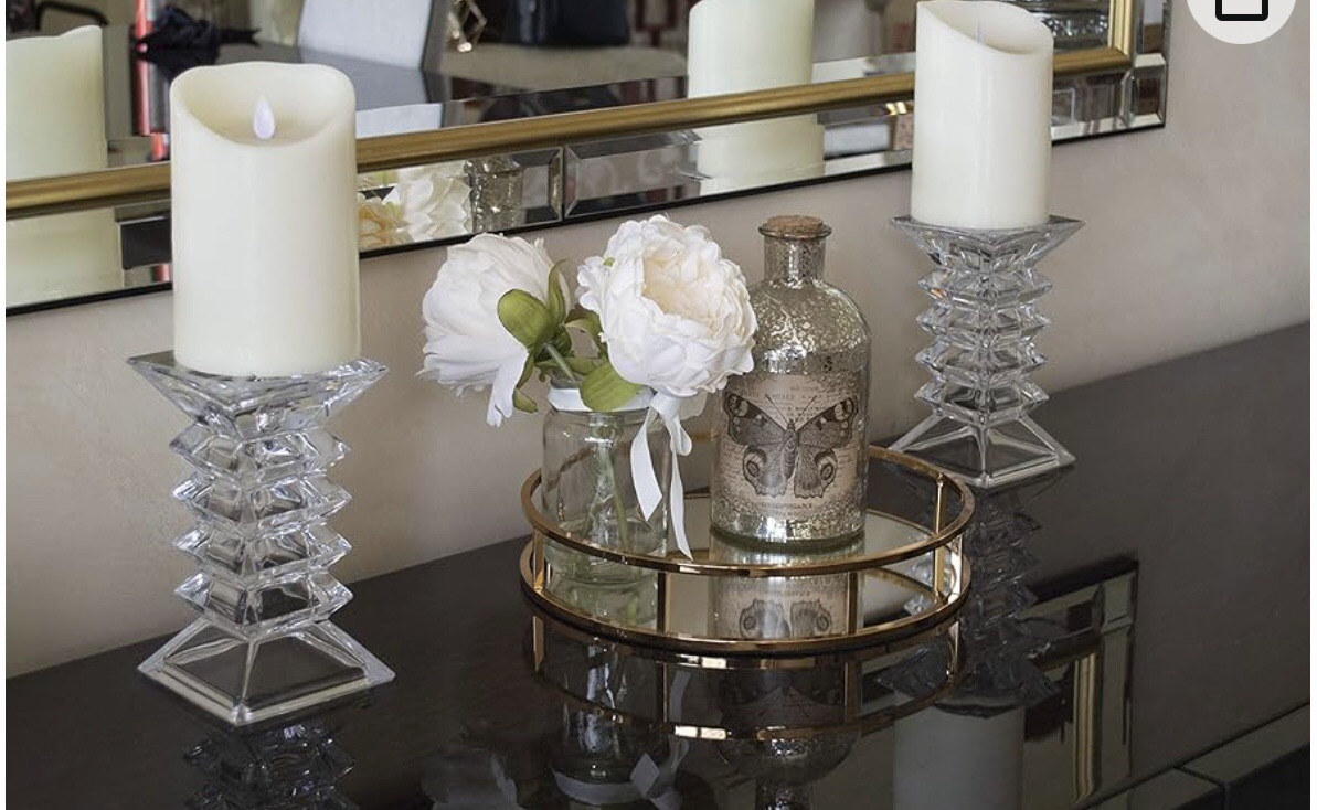 Glass Jewelry Tray, Hexagonal Mirror Base Vanity Tray Home Table ...