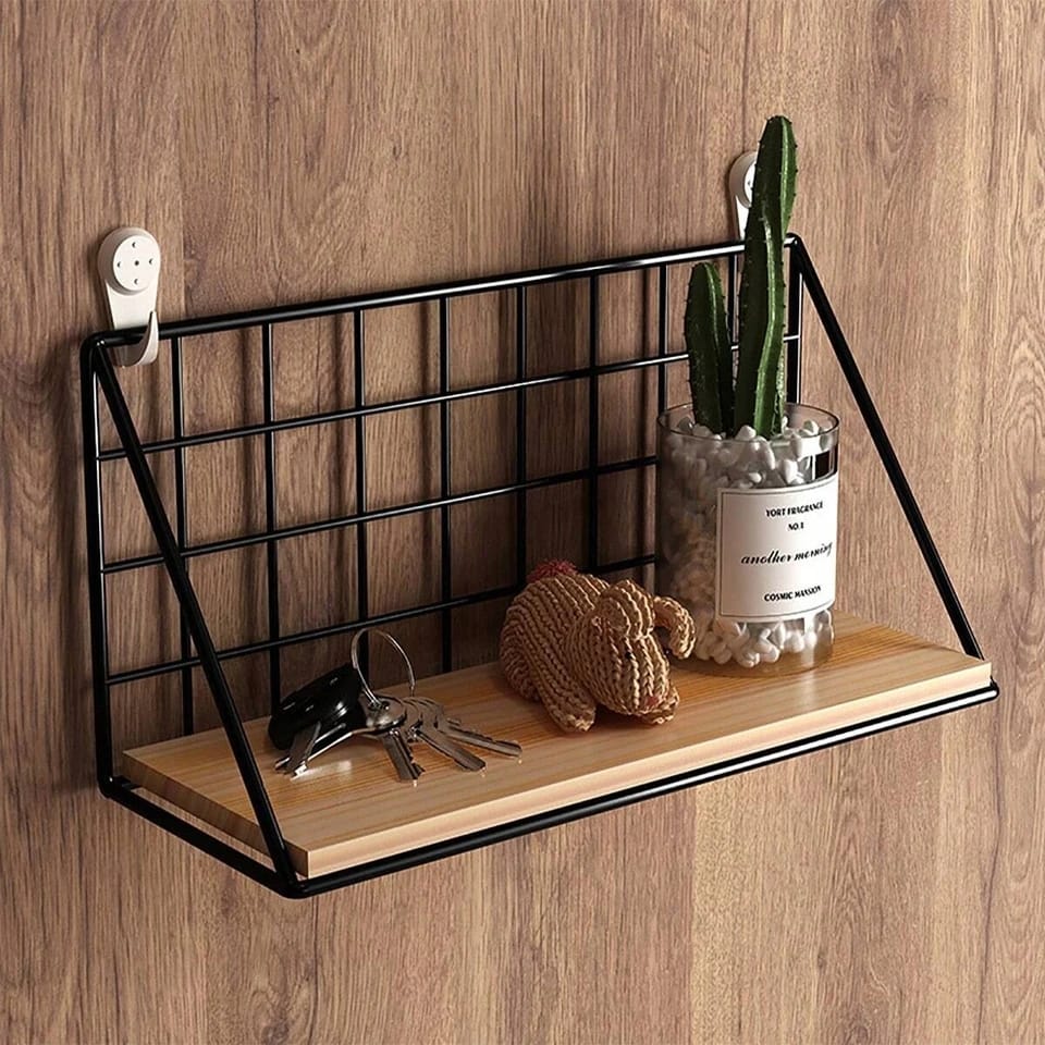 Floating Shelves Wall Mounted Rustic Wood Storage Display Shelf with ...