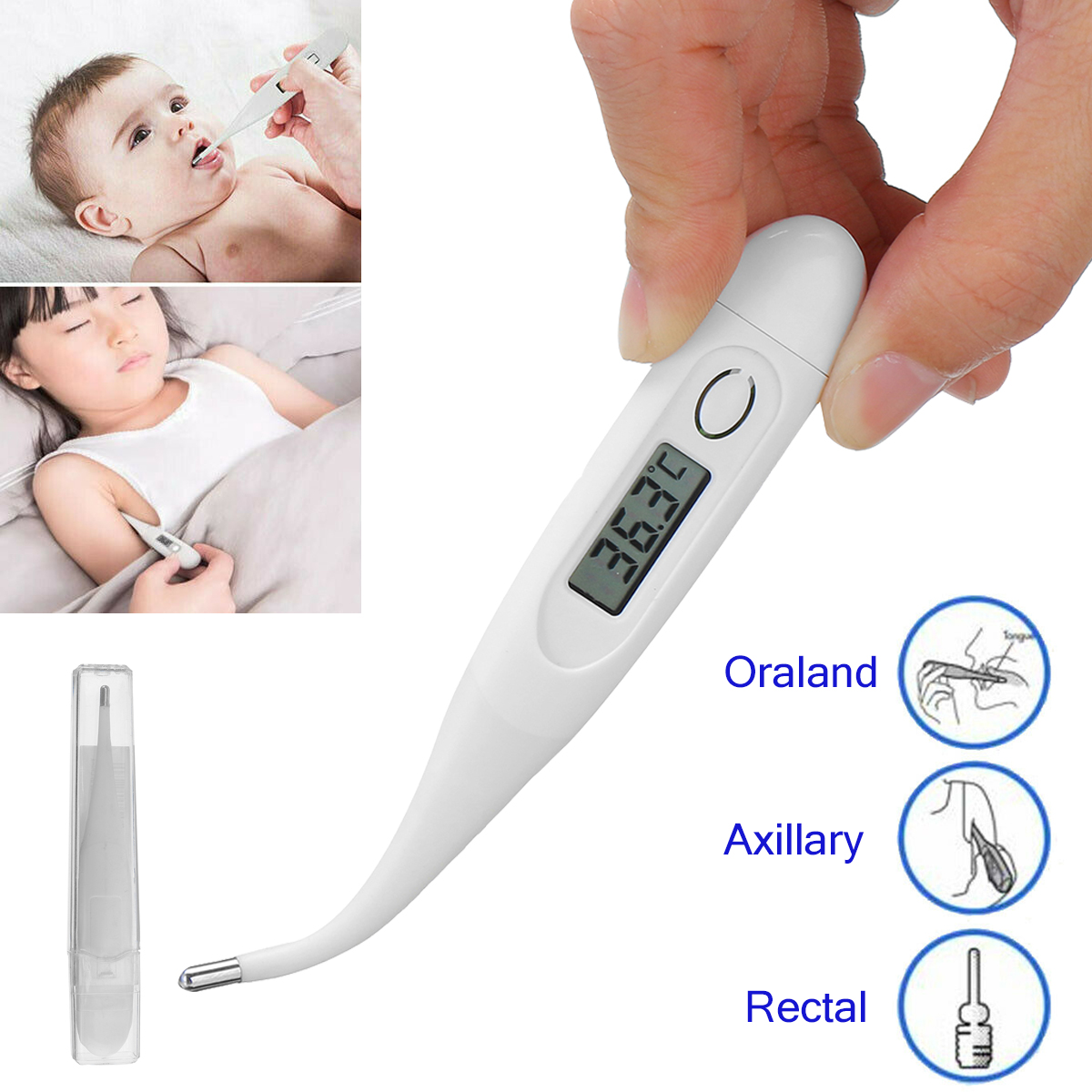 LCD Body Thermometer Celsius Soft-head Thermometer White Digital Baby ...
