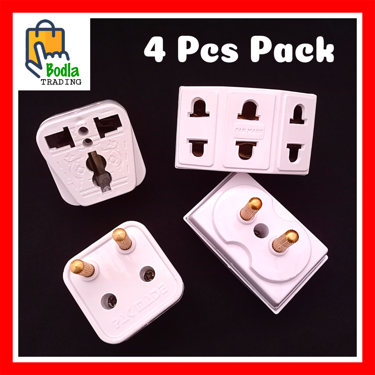 4 Pcs Pack Mobile Shoe Multi Three to Two Pin Shoe Converter Adapter ...