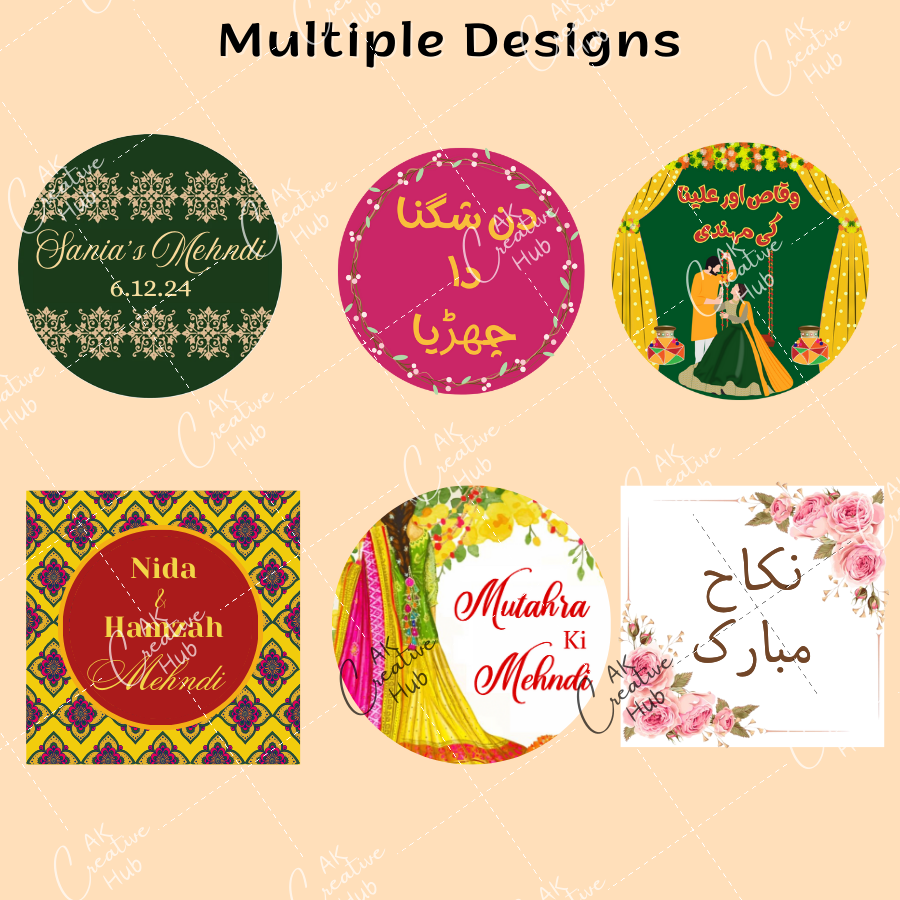 Customized Cone Stickers - Mehndi Cone Stickers/Sauf Cone Stickers ...