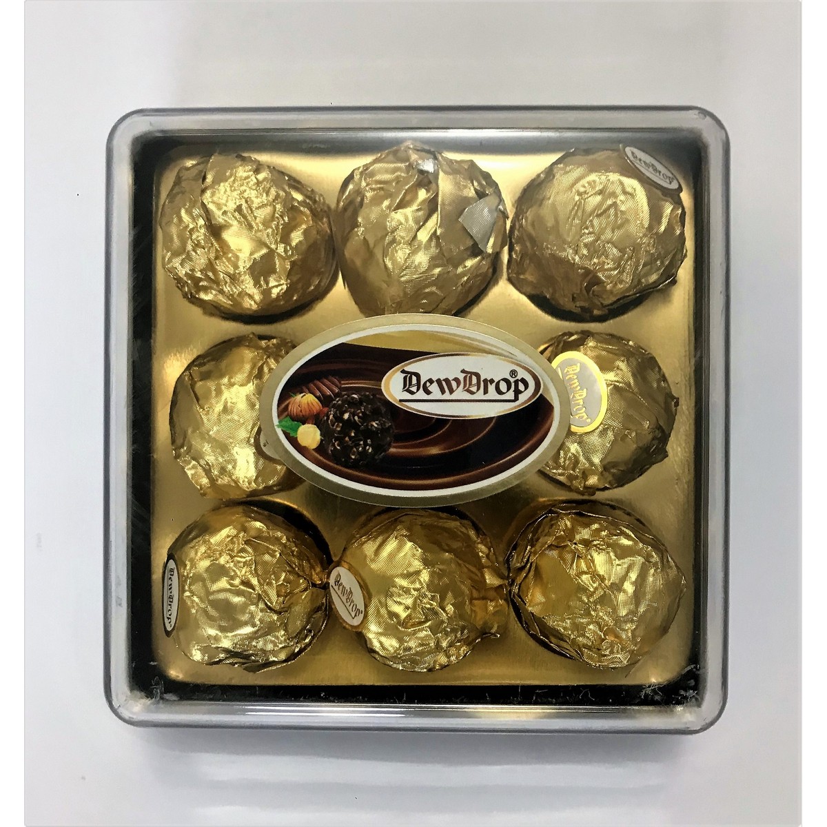 DewDrop Peanut Crunchy Chocolate Balls 9 Pieces Plastic Square Gift Box ...