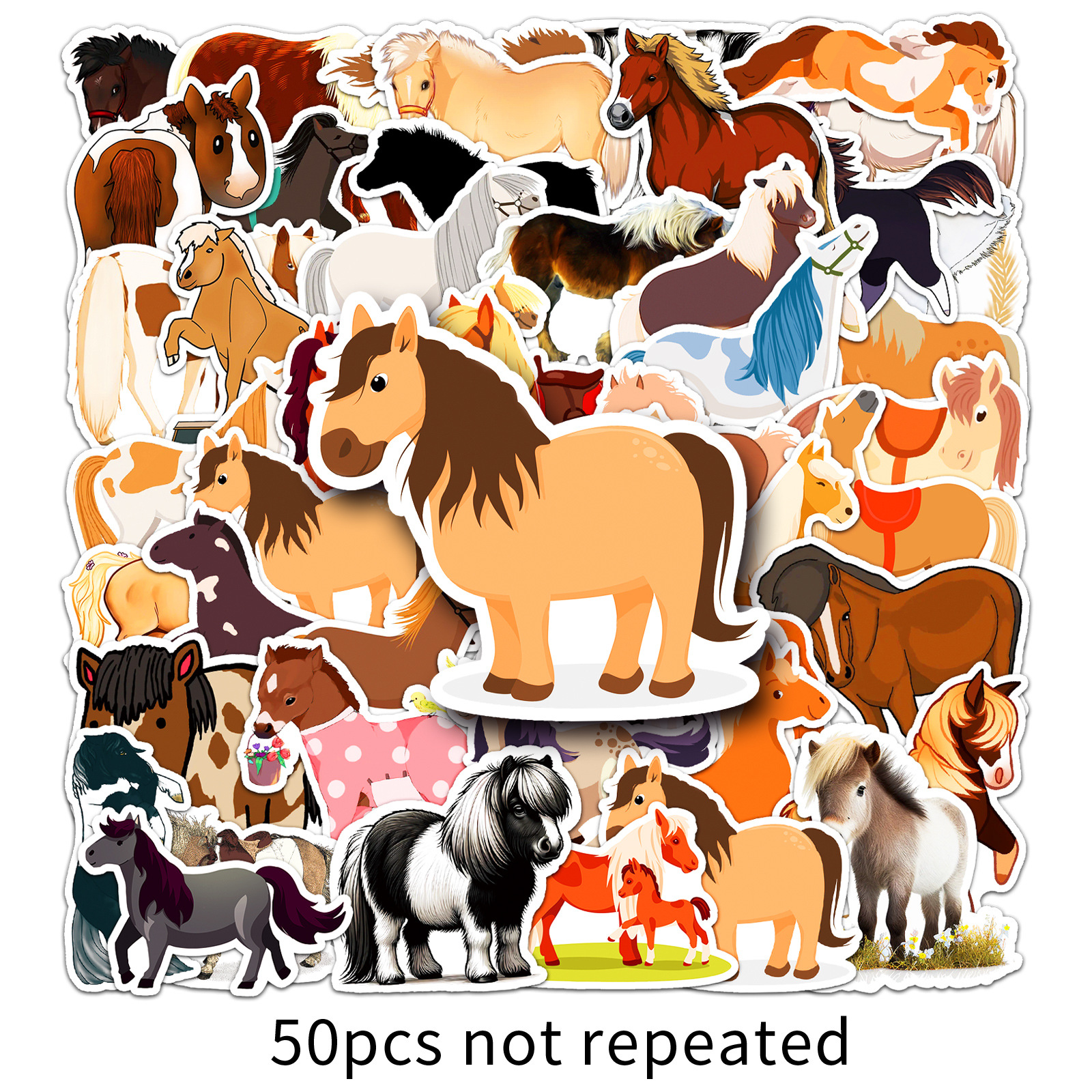 50 Bantam Cute Cartoon Animal Pony Doodle Waterproof Decorative ...