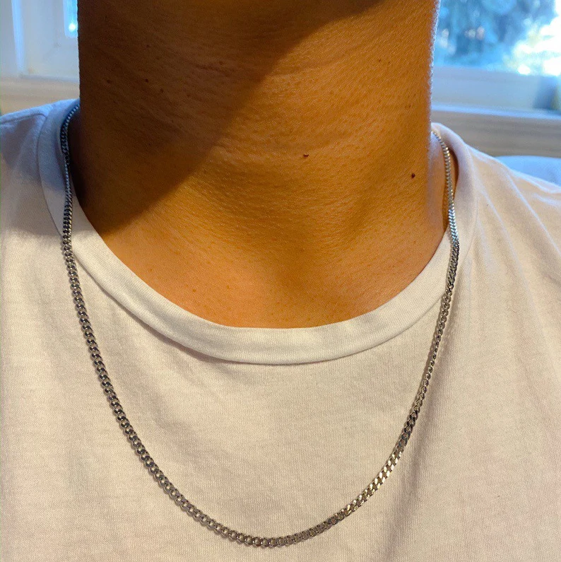 Fashion Frill Men's Double Coated Popular Stainless Steel Silver Chain ...