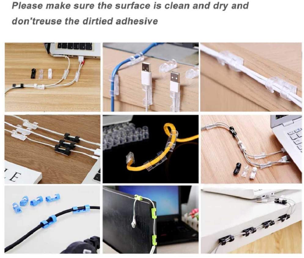 HAI+ 20 Pack Strong Self-Adhesive Cable Clips Organizer, Coaxial Cable ...