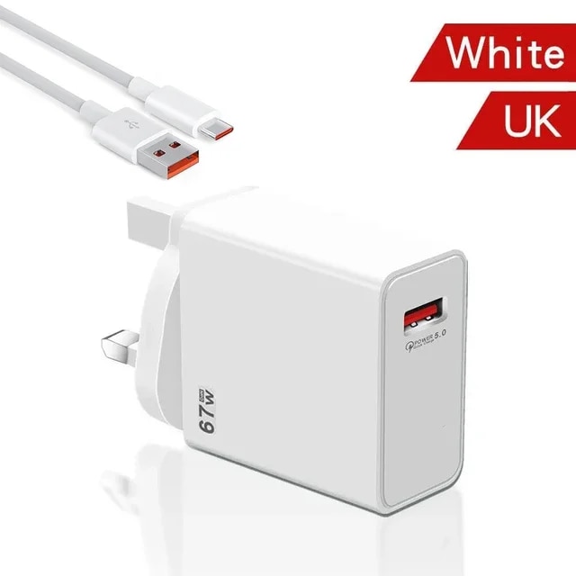 67W Fast Charging USB Charger 10A Data Cable For Xiaomi Redmi Quick ...