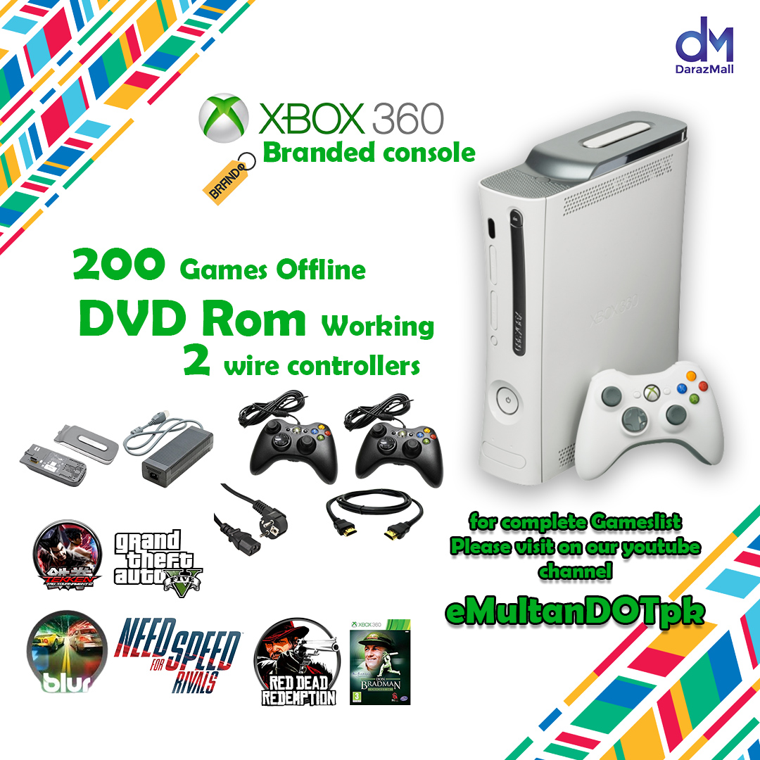 Xbox 360 Console JTAG 200 Offline Games 2 wire Controller With All Accessories | Daraz.pk