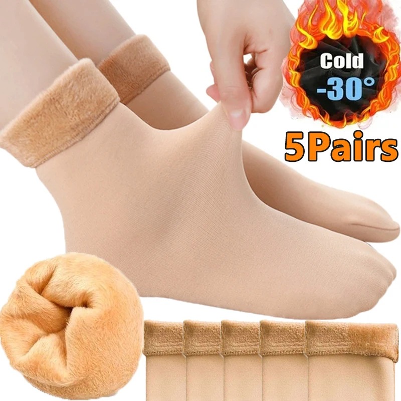Women’s Winter Warm Fleece Socks - Soft, Thick, Elastic Velvet Boot ...