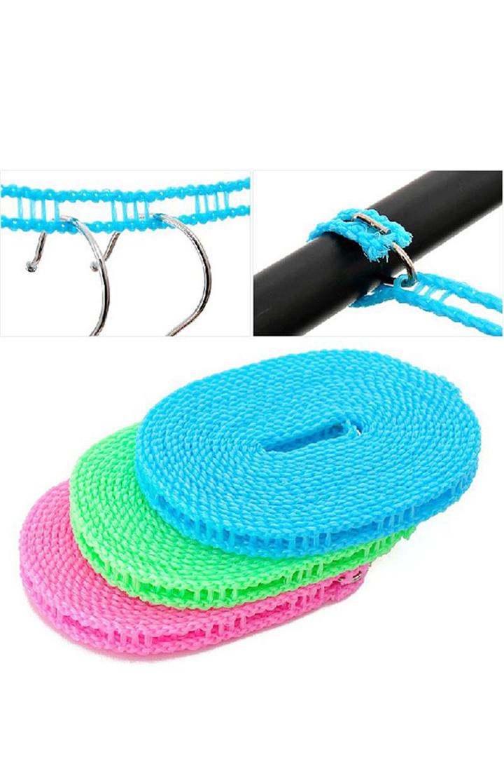 Twisted Clothesline Clothes Hanging Line Rope String with Hooks 10 ...