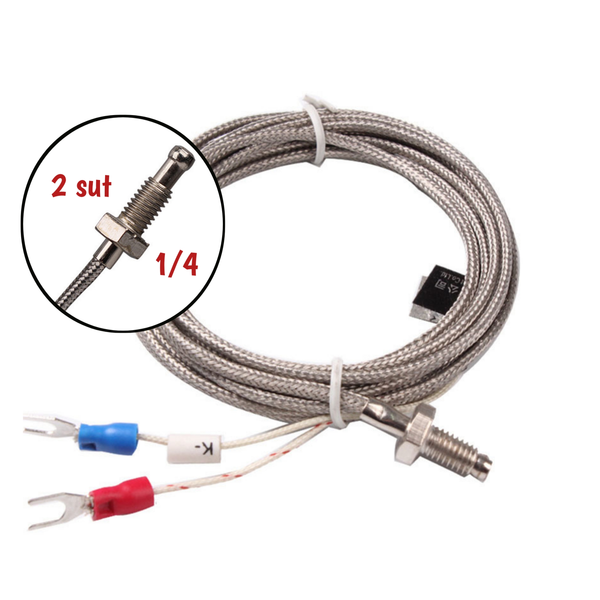 K type THERMOCOUPLE WITH 2 METER WIRE CABLE FOR INDUSTRIAL TEMPERATURE ...