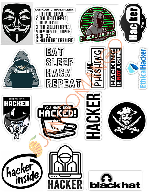 10 Pcs Black and White Hackers 2.0 Stickers Pack For Laptop,Desk ...