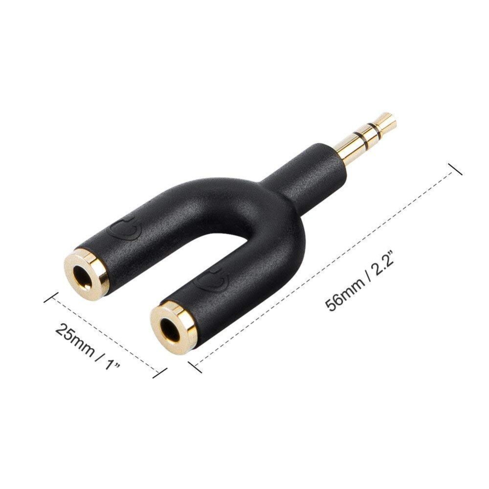 3.5mm Headphone Splitter Adapter Y Jack 1 Male to 2 Female, PVC Jacket ...