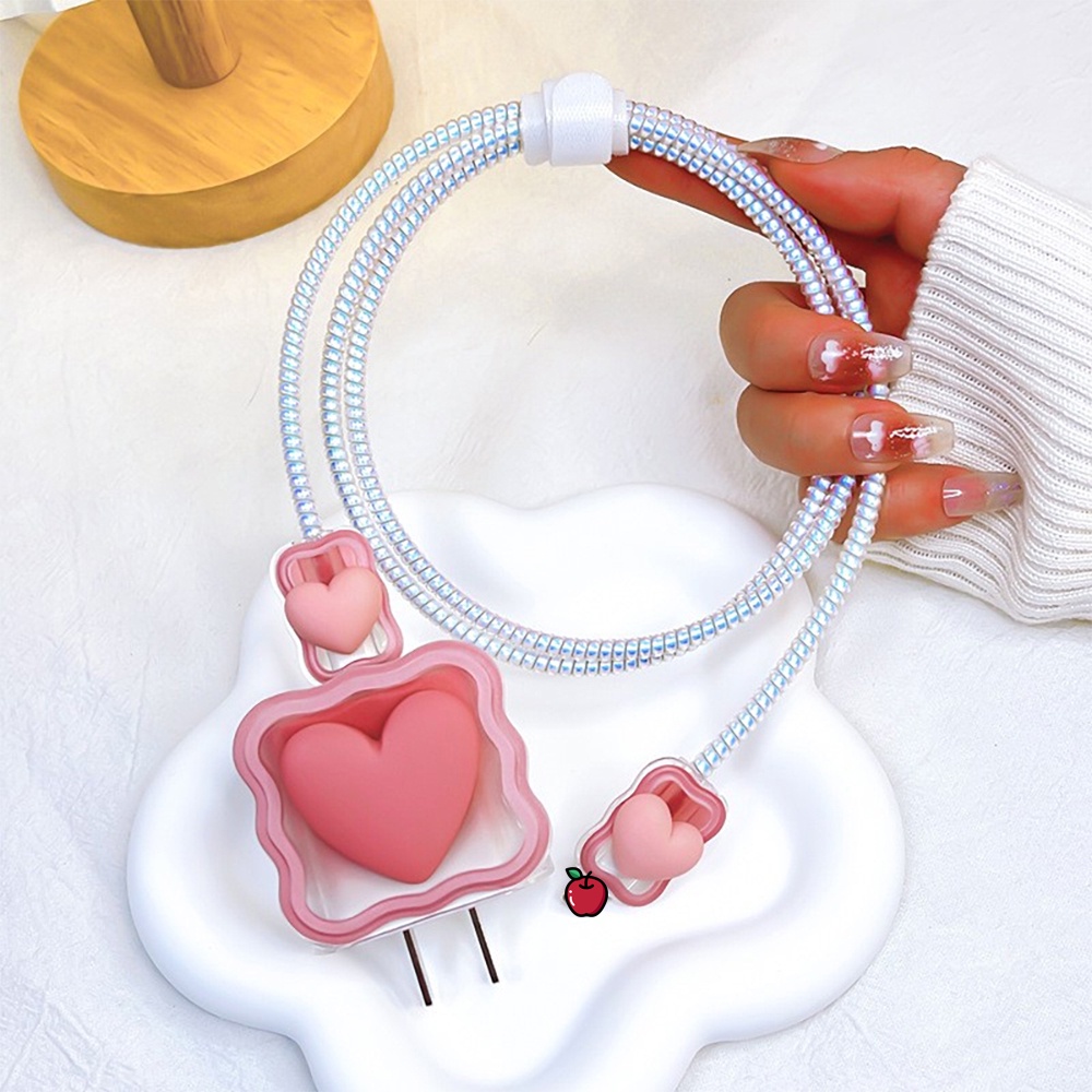Data Cable Cord Winder Kit / 3D Bow Knot Heart Cable Protector Cover ...