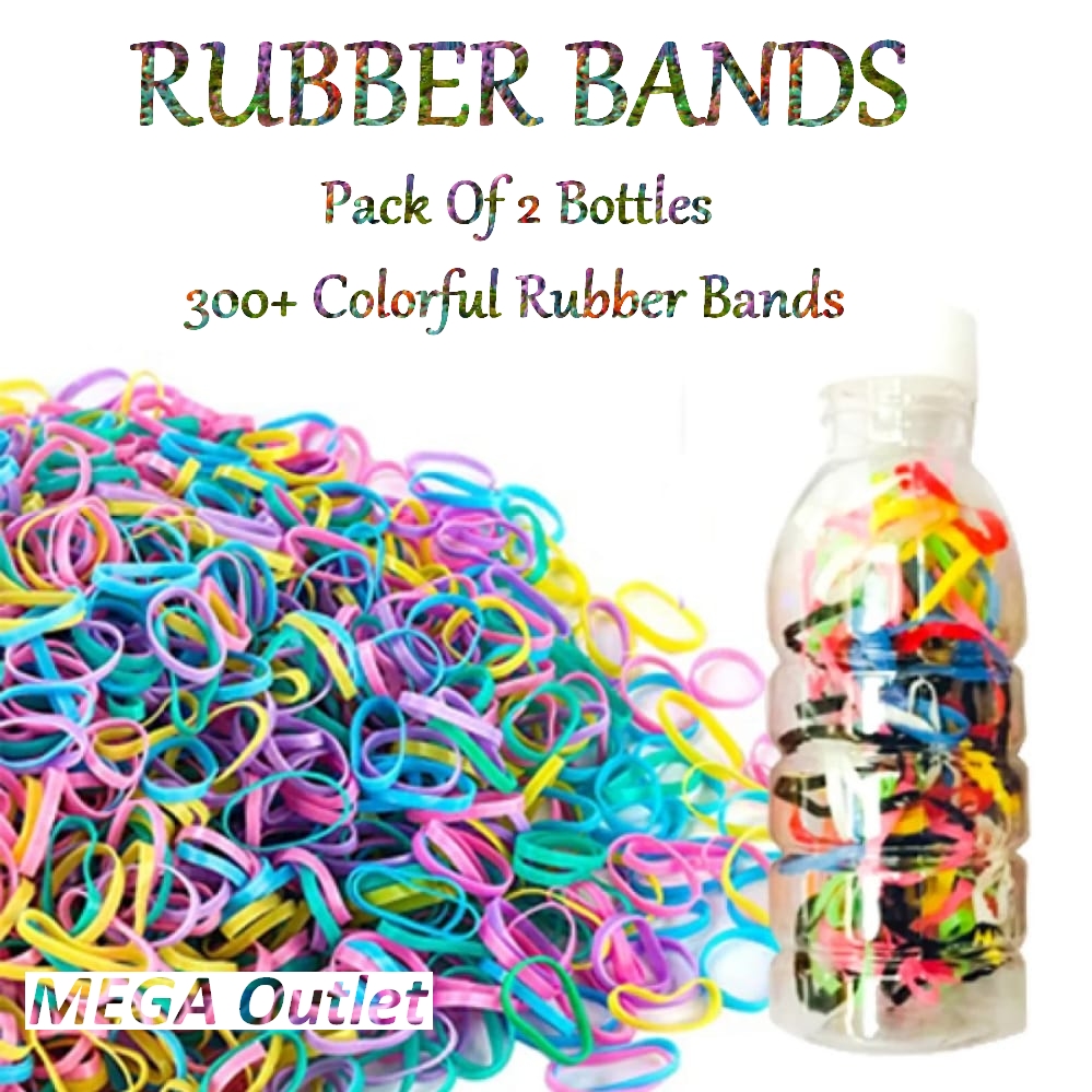 Pack Of 2 Rubber Bands Bottles 300+ Elastic Rubber Bands Pony - Soft ...