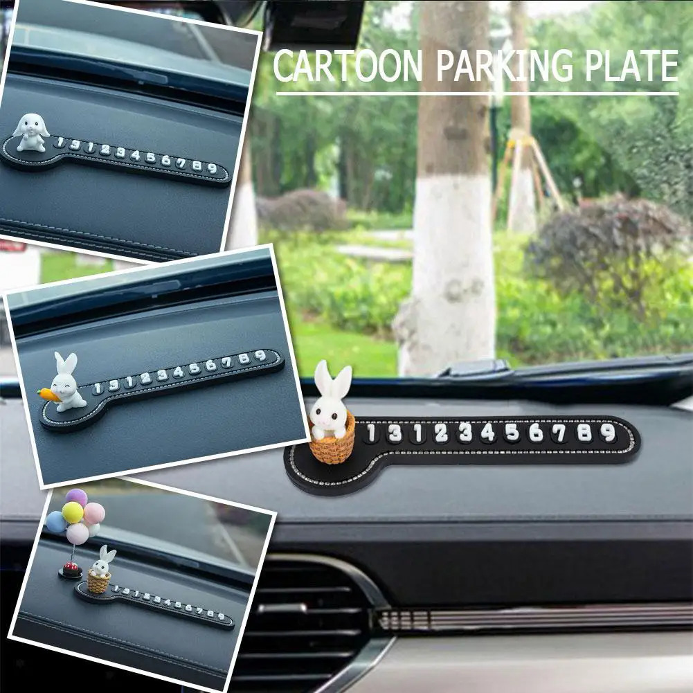 Phone Number In Car Temporary Stop Sign Multifunctional Cartoon Bunny ...