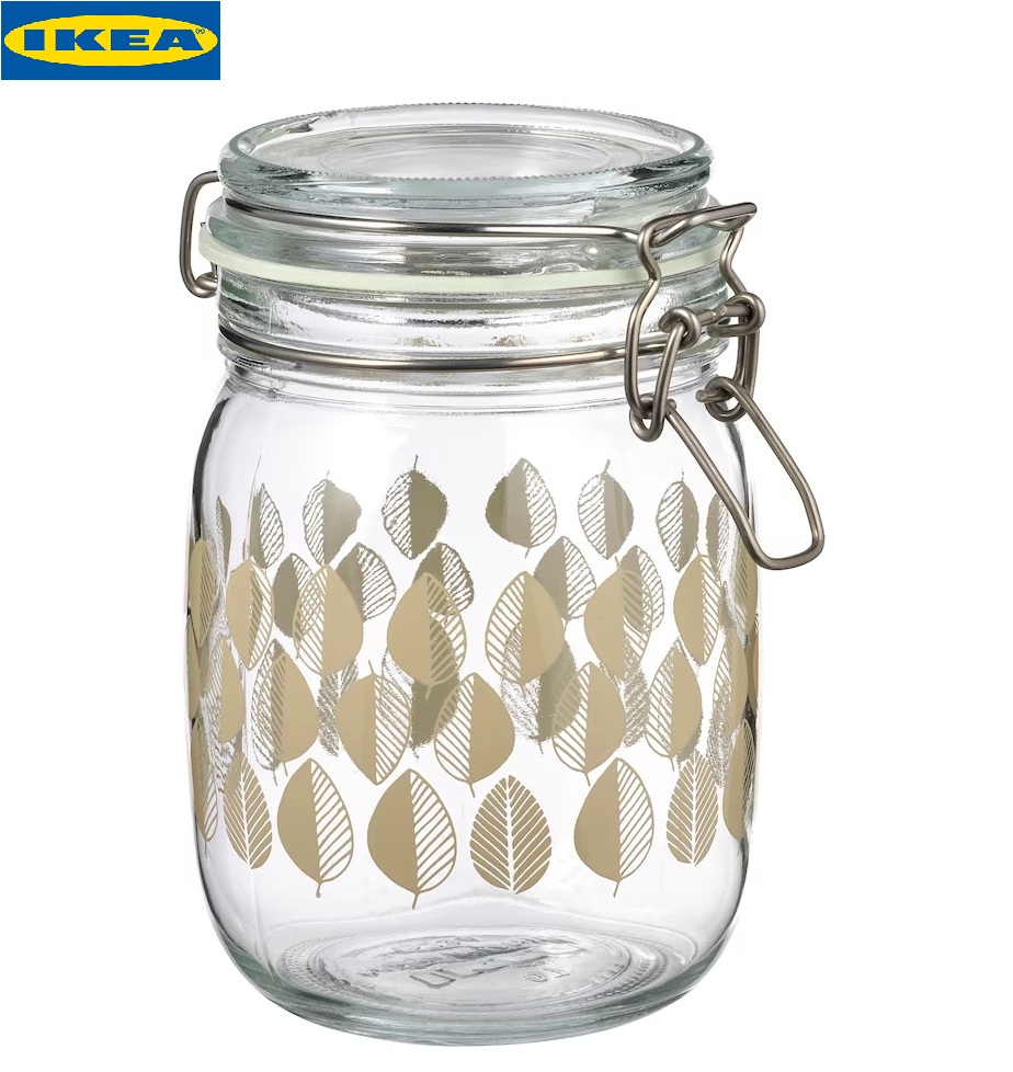 IKEA KORKEN 1 Liter Glass Storage Jar with Airtight Rubber Seal for ...