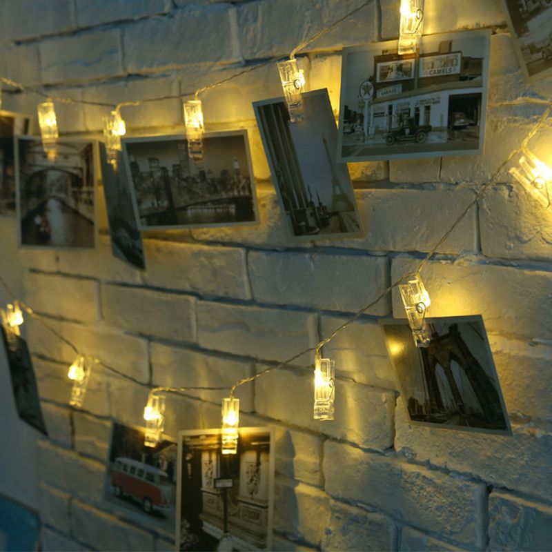 LED Photo Clip String Lights 5M 10/20 Clips 5v AA Battery and USB Warm ...