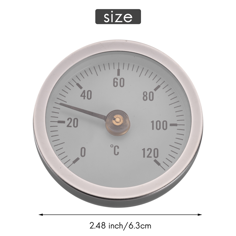 -W50A Thermometer Hot Water Pipe Thermometer Bimetal Stainless Steel ...