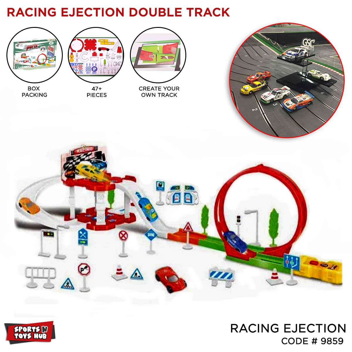 Sports Ejection Racing Set, Parking Lot DIY Assembly Playset Car, City ...