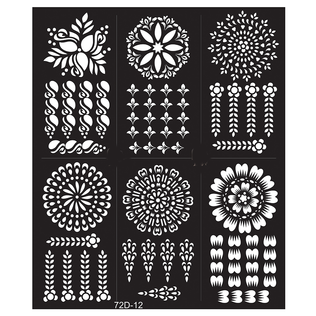 Mehndi Stencils Sticker Six Design Sheet, Mehndi, Mehndi Stickers | New ...