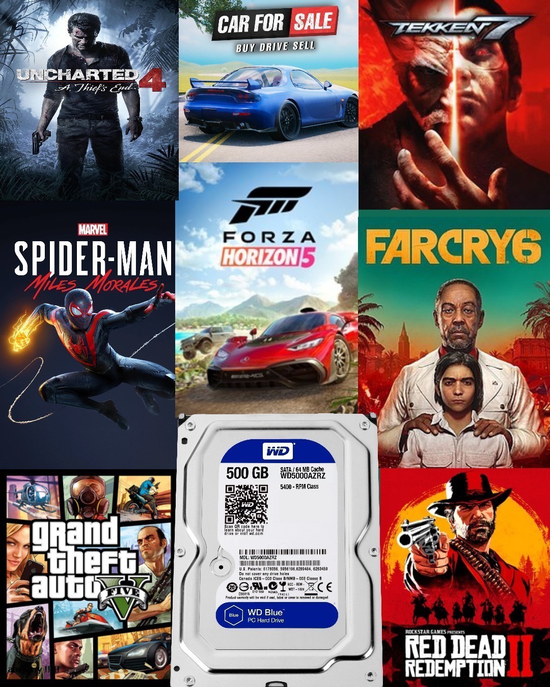 500GB Hard Disk Drive Full Of Games With 100% Health Mix Good Brands ...