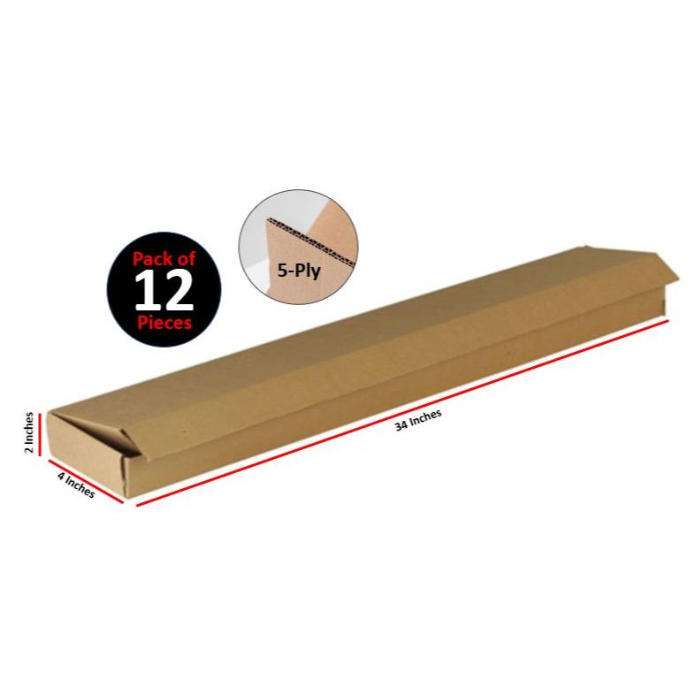 Strong 5-Ply Packaging Boxes of Size 34 x 4 x 2 Inches - Bundle of 12 ...