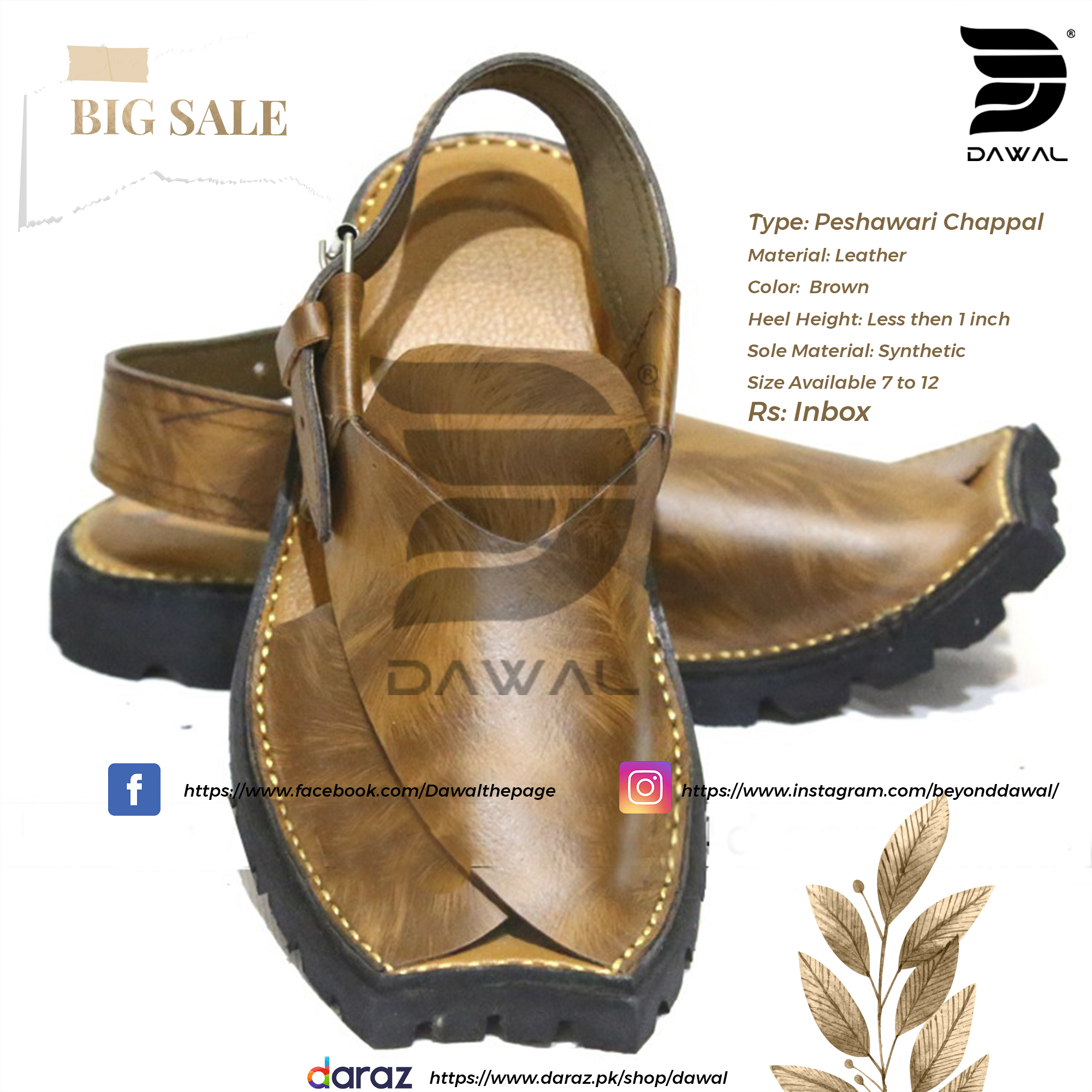 Men's New Stylish Peshawari Leather Hand Made Chappal- Mardaan/1004 ...