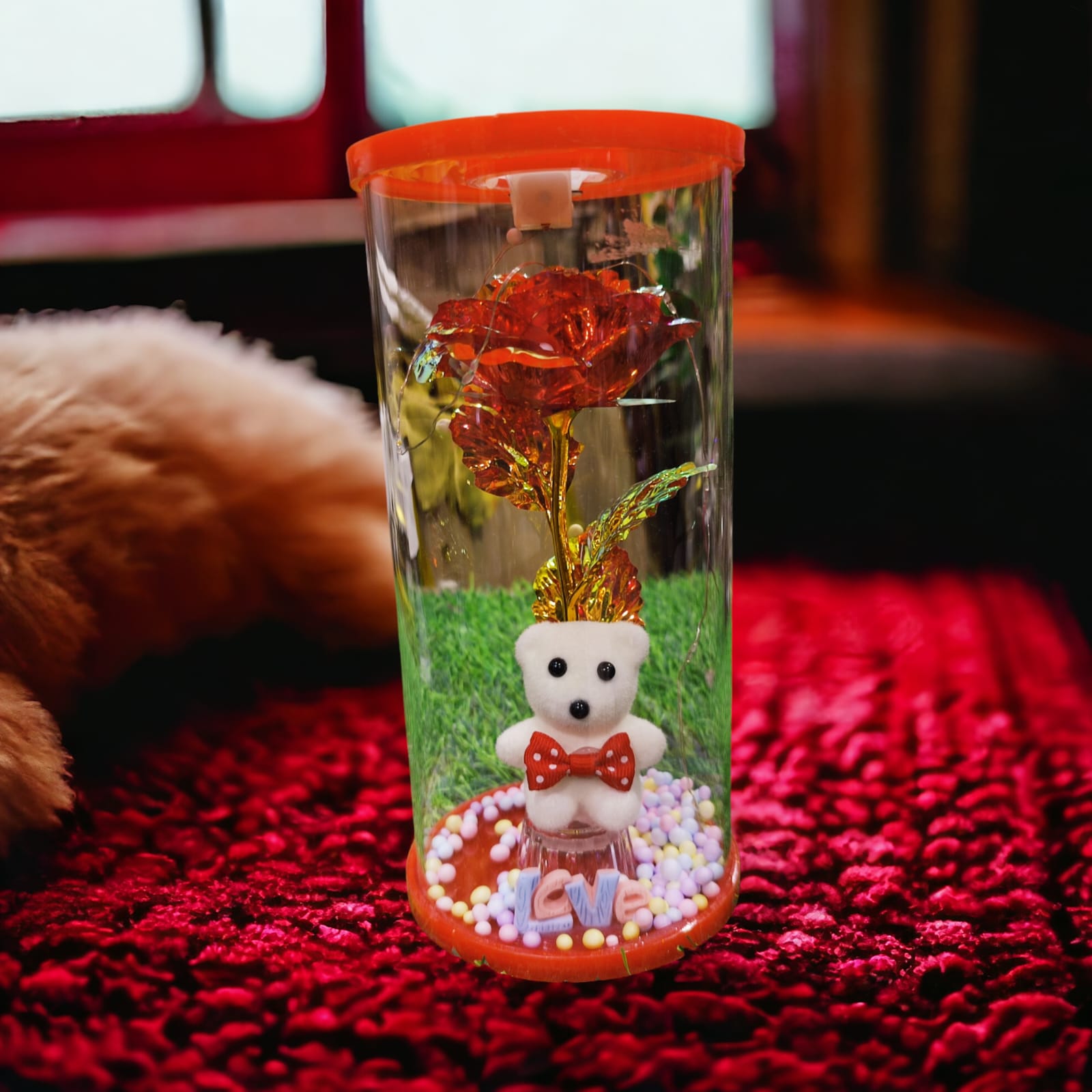 Fancy Crystal Rsoe Light Globe Snow Glob Flower Miror Crystal Ball ...