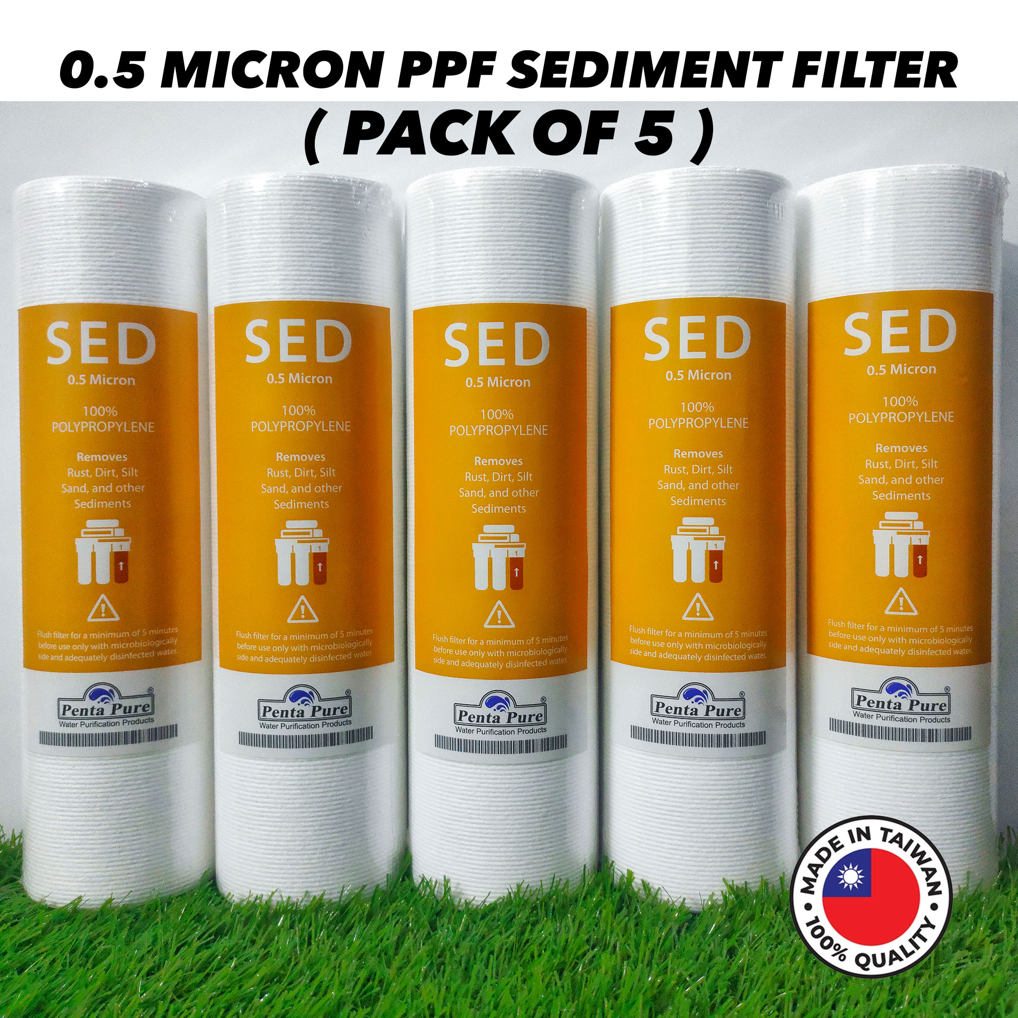 PPF Sediment Filter Pack of 5 PENTAPURE Taiwan 0.5 Micron PPF Sediment ...