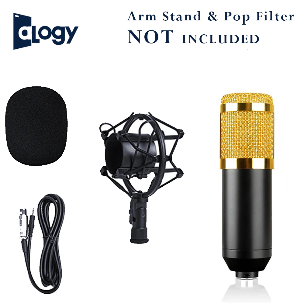 ALOGY BM800 Condenser Microphone Kit with Shock Mount for Studio Recording & Broadcasting Live ...