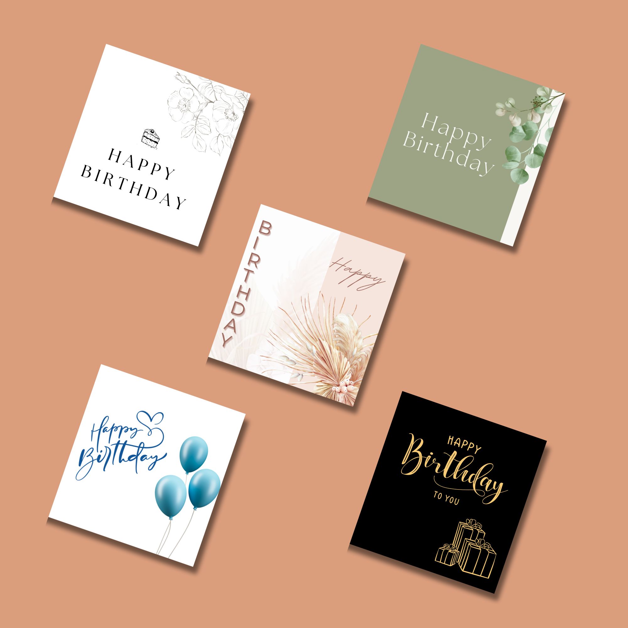 Happy BirthDay Cards | Set of 5 | 2x2 inches | Birthday Gift Cards ...