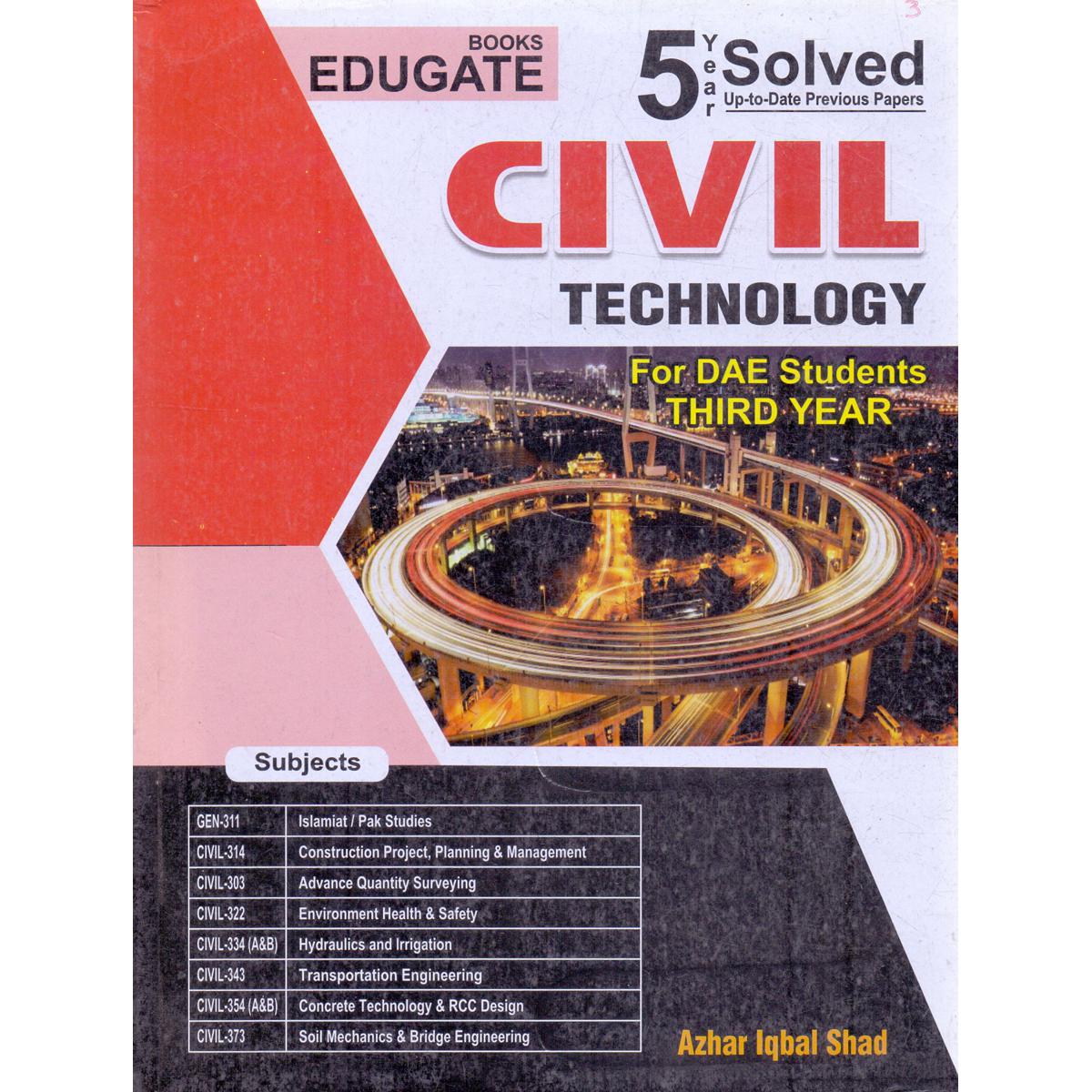 Civil Technology foe DAE Students 3rd Year 5 year Solved Past Papers | Daraz.pk