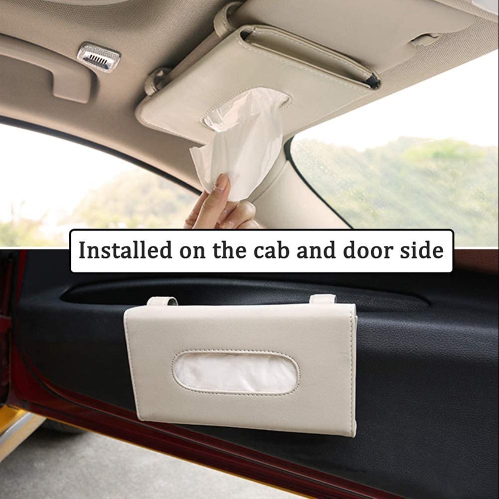 Leather Car Tissue Box Holder with 50 Free Tissues Vehicle Tissue ...