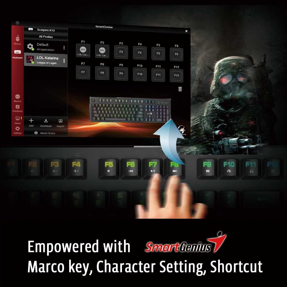 Gaming Keyboard Genius scorpion K 10 Mechanical feel RGB Backlight ...