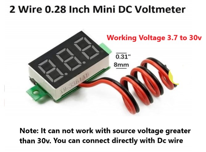 Three Wire DC VoltMeter / DC volt Meter .28Inch range 0-100V | Daraz.pk