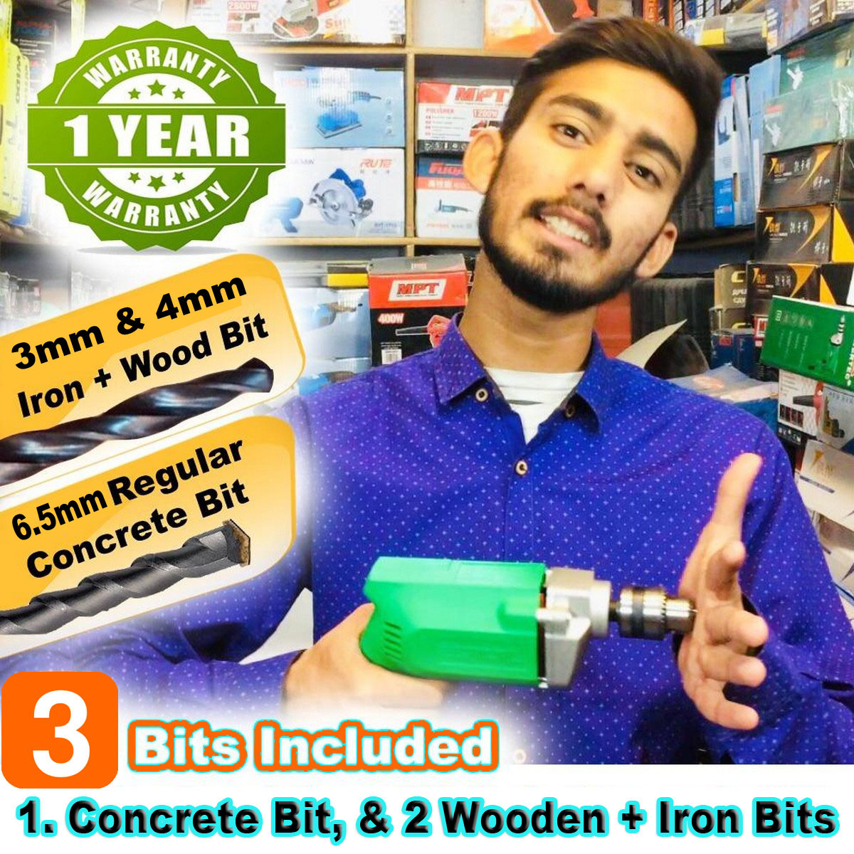 Pure 100% Copper Coated Simple Electric Drill Machine Simple One Way ...