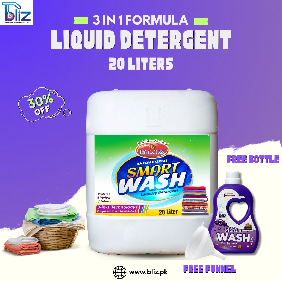 Bliz Smart Wash Liquid Detergent 20Liters - 3 in 1 technology- Removes ...