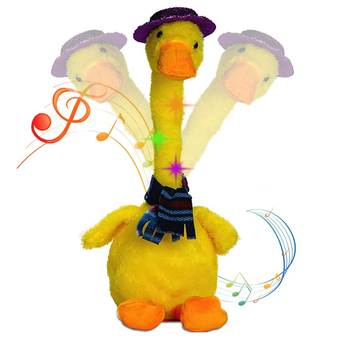 Dancing Duck Interactive and Plush Toys Repeat Talking Toy With Lights ...